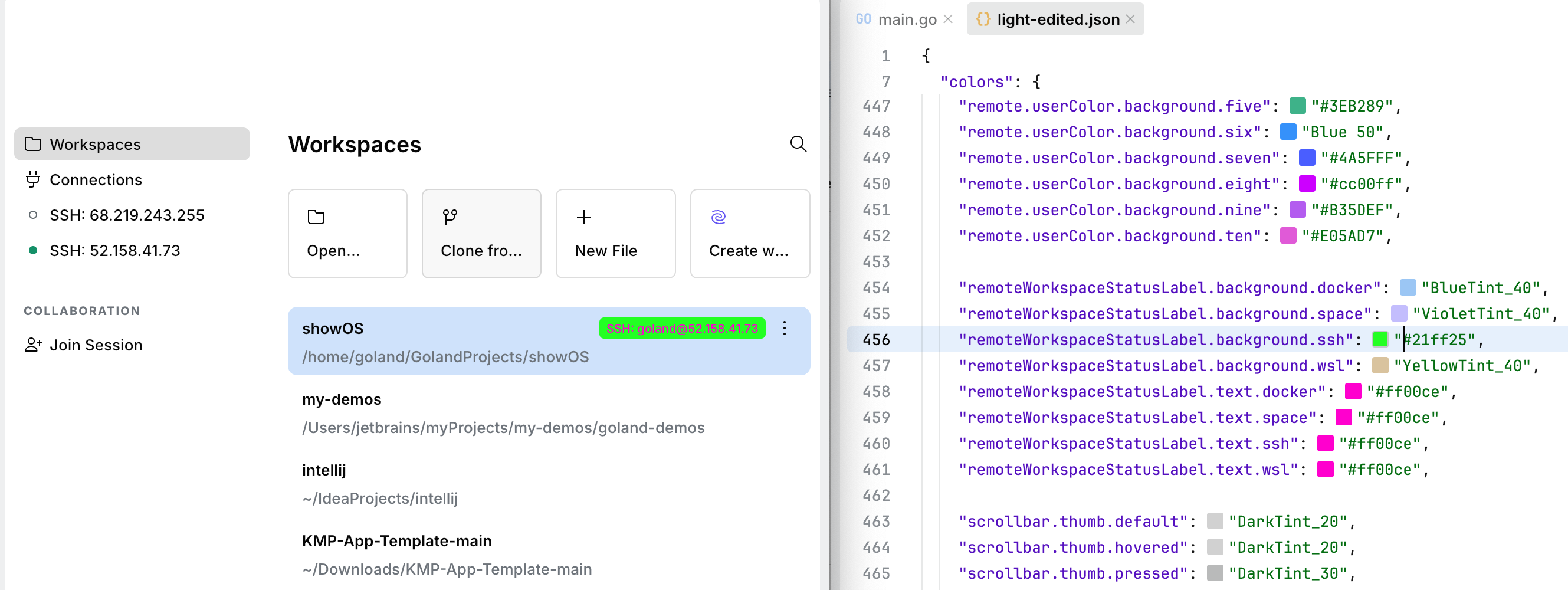 Theme plugin: JSON keys reference | JetBrains Fleet Documentation
