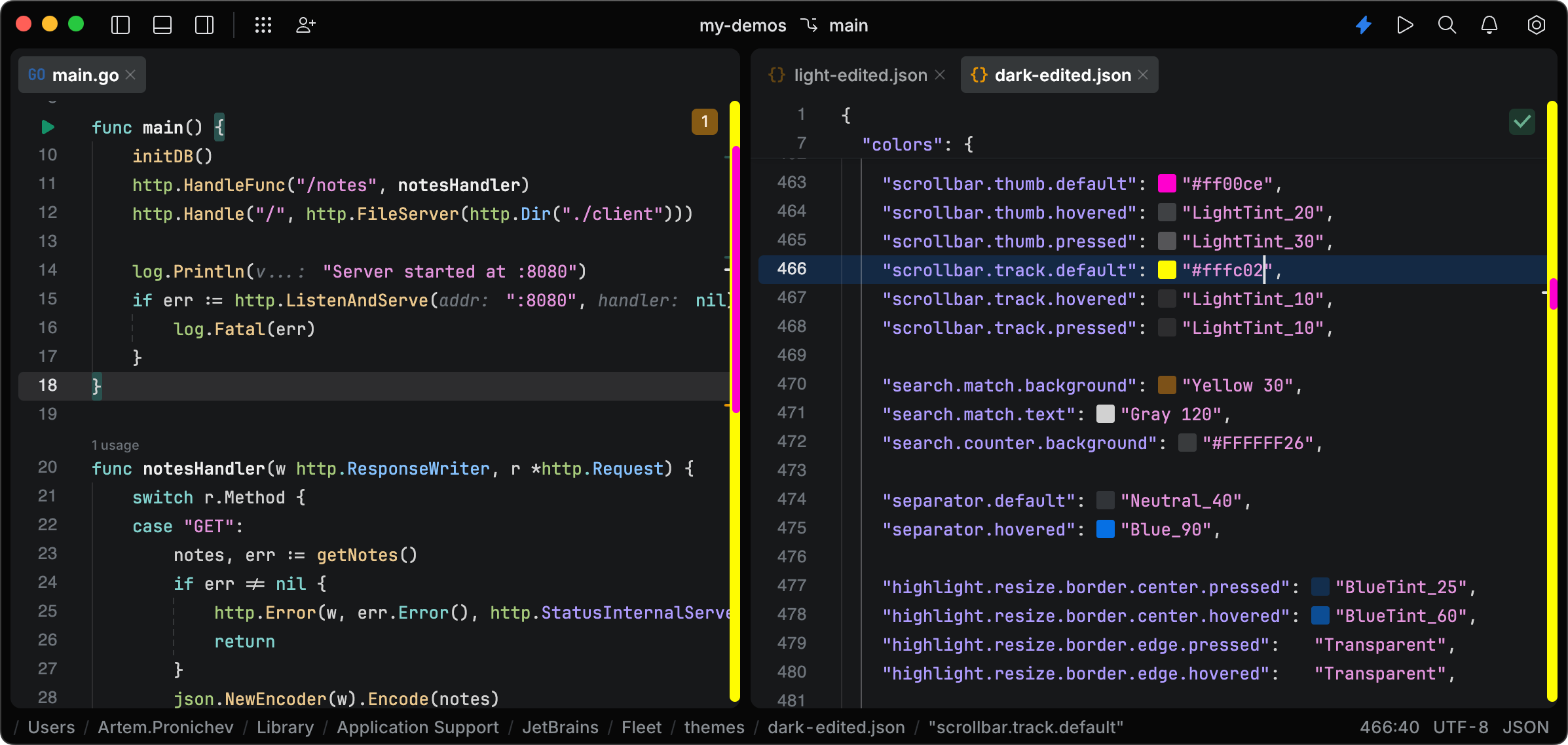 Theme plugin: JSON keys reference | JetBrains Fleet Documentation