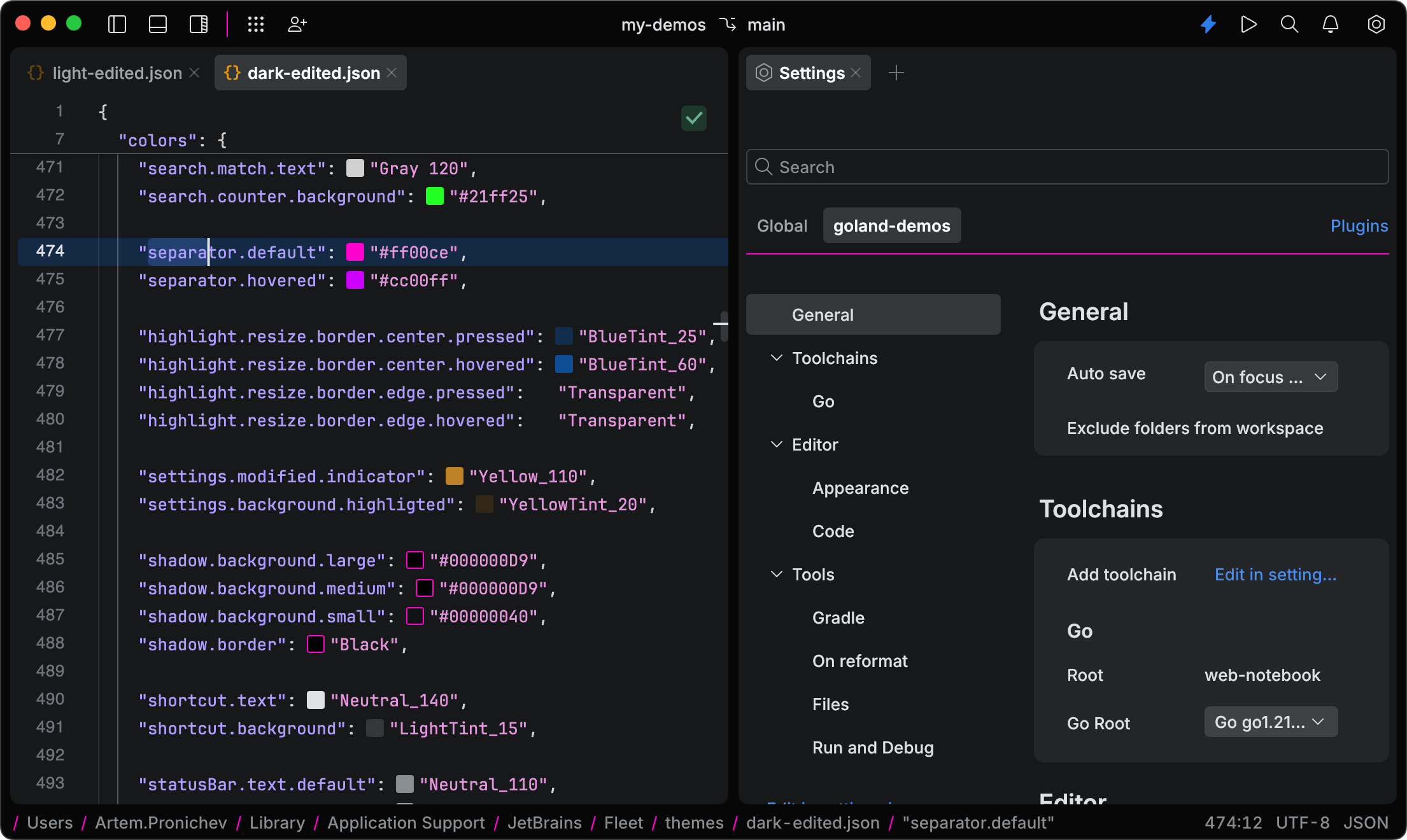 Theme plugin: JSON keys reference | JetBrains Fleet Documentation