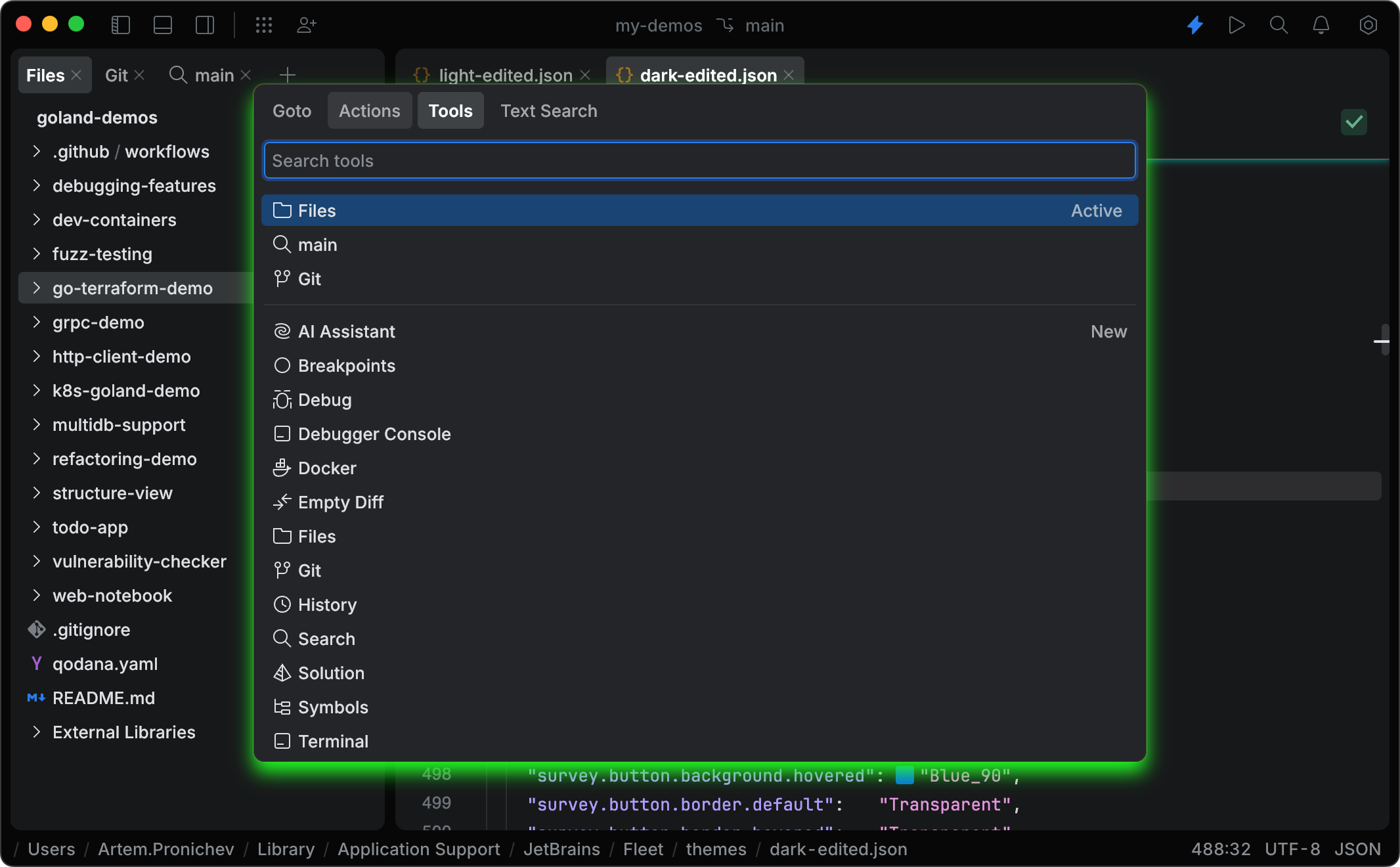Theme plugin: JSON keys reference | JetBrains Fleet Documentation