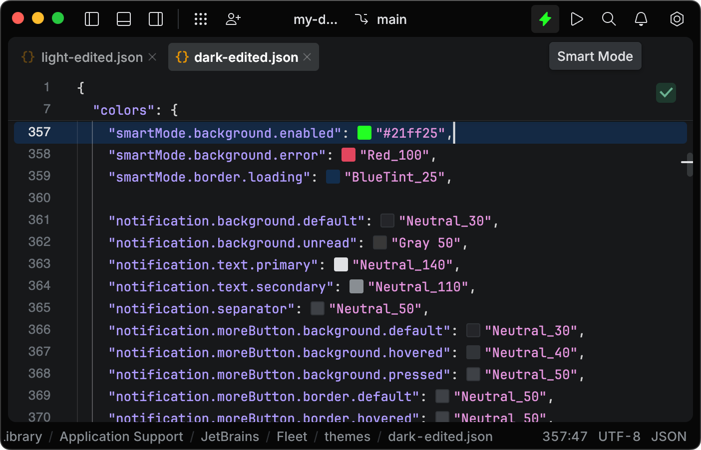 Theme plugin: JSON keys reference | JetBrains Fleet Documentation