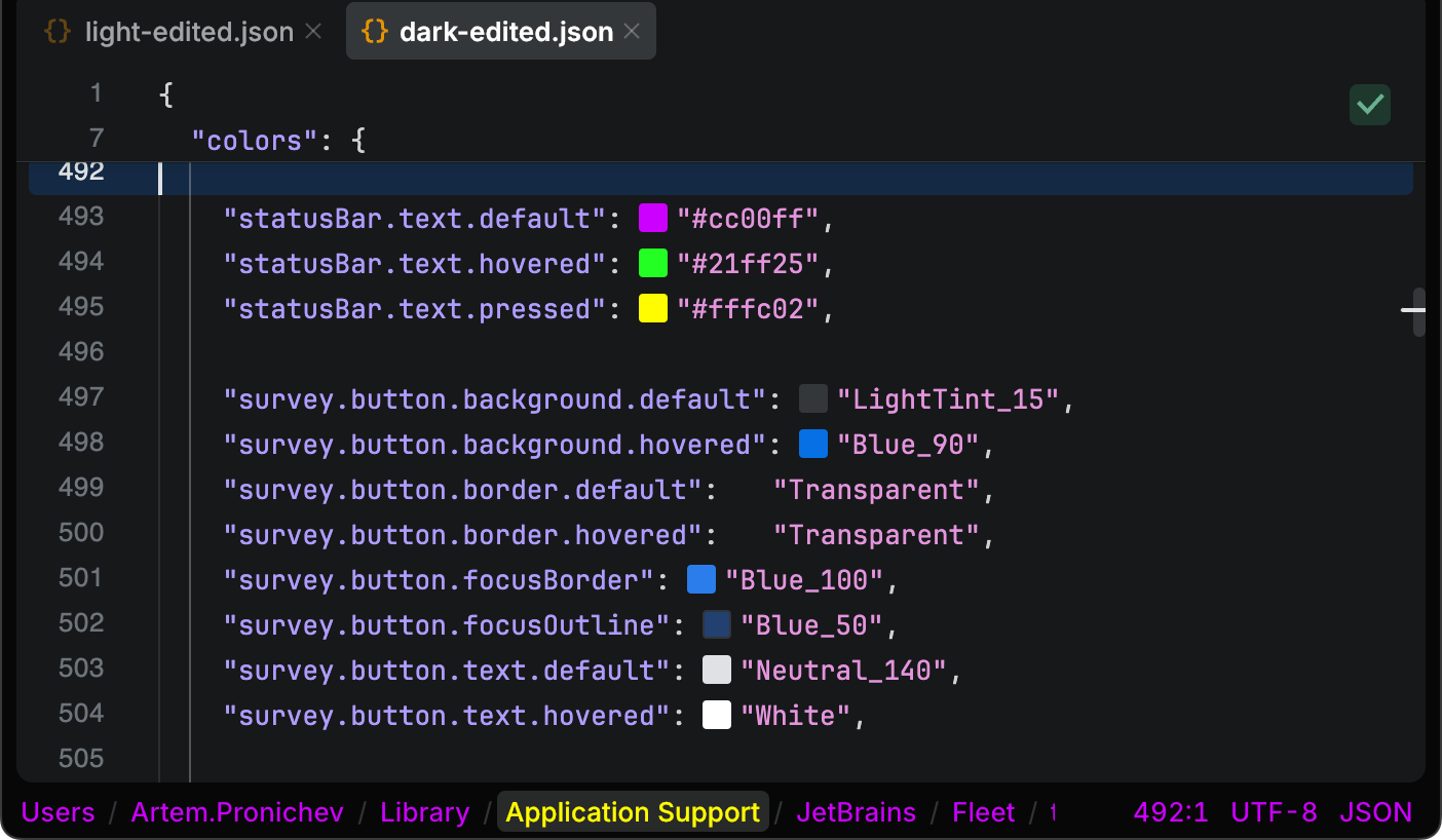 Theme plugin: JSON keys reference | JetBrains Fleet Documentation