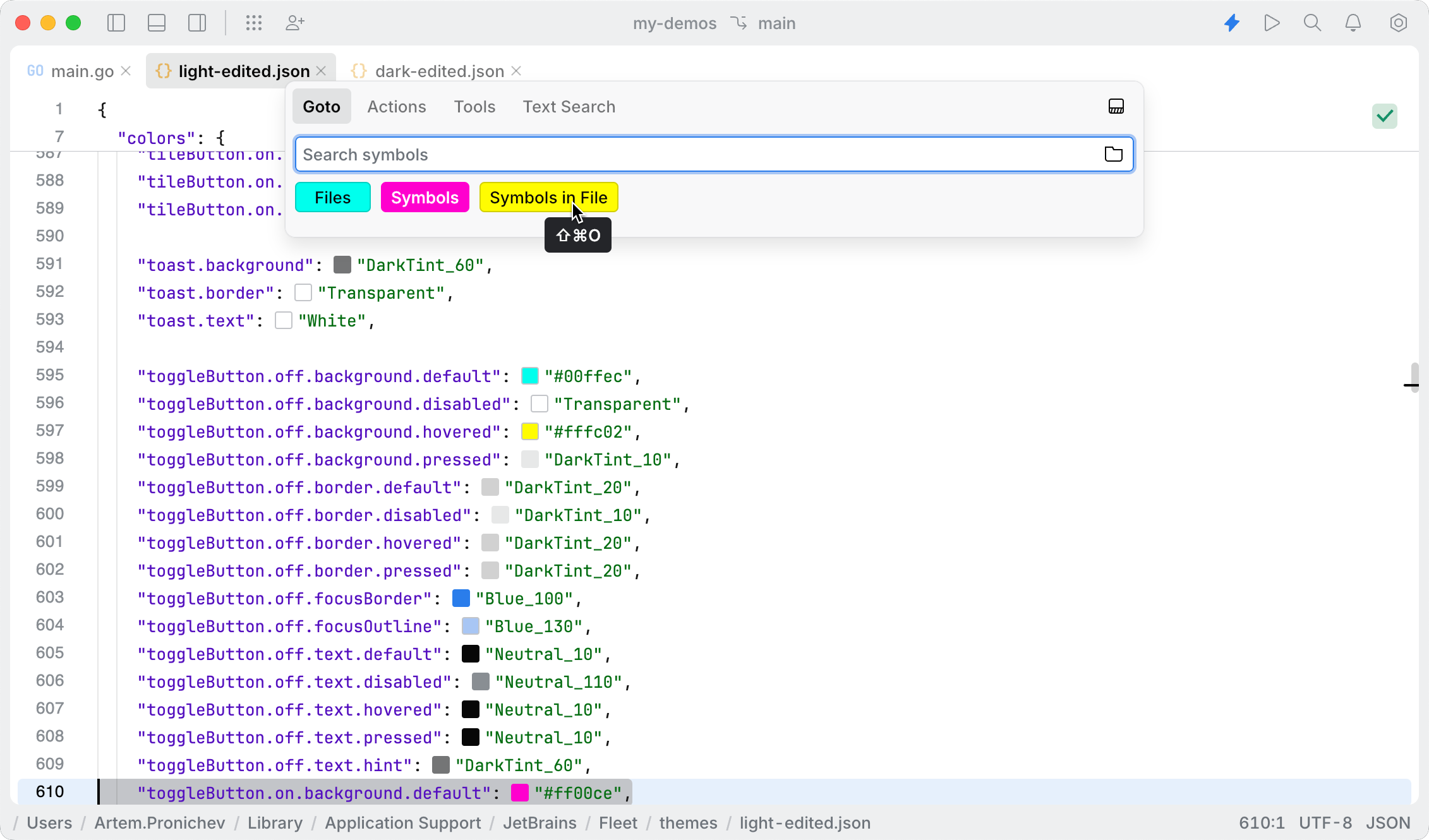 Theme plugin: JSON keys reference | JetBrains Fleet Documentation