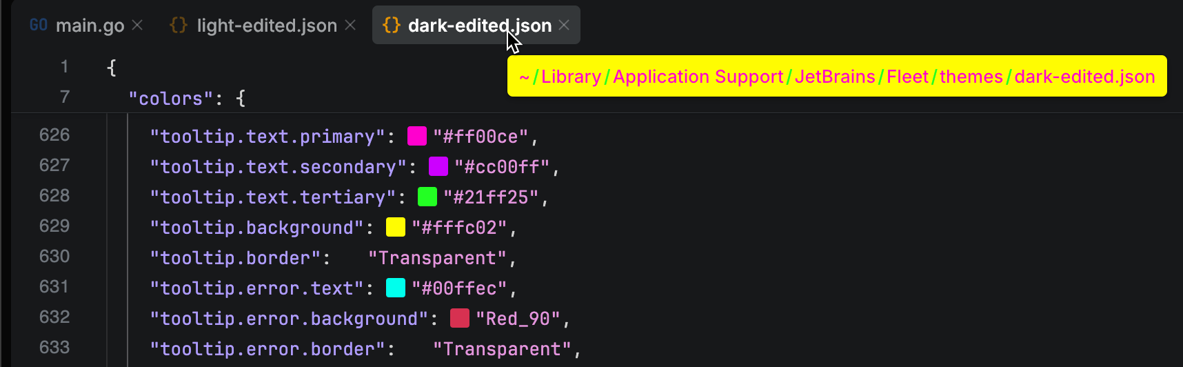 Theme plugin: JSON keys reference | JetBrains Fleet Documentation