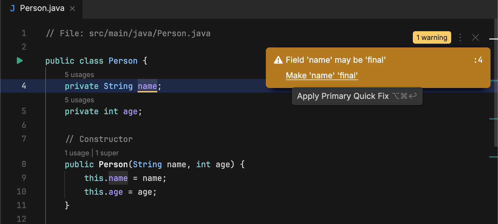 Coding assistance in Java | JetBrains Fleet Documentation