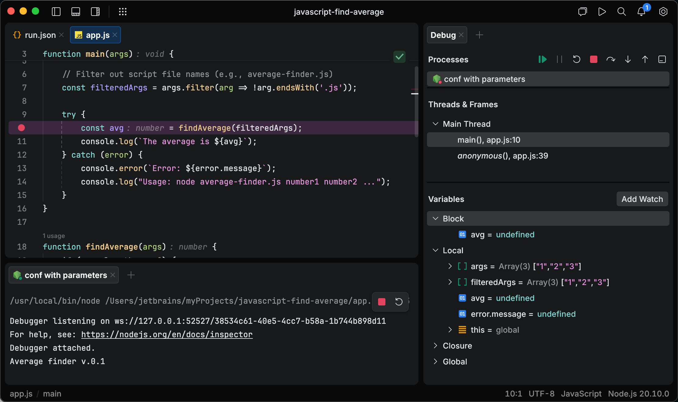 Debug Node.js application | JetBrains Fleet Documentation