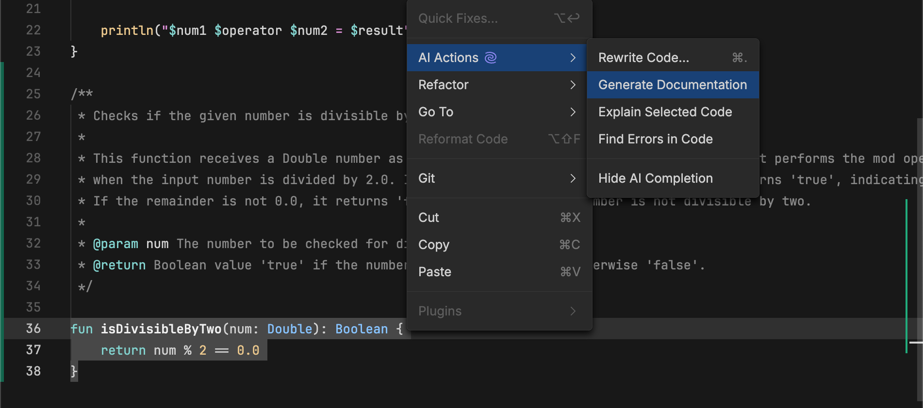 Generate documentation with AI | JetBrains Fleet Documentation