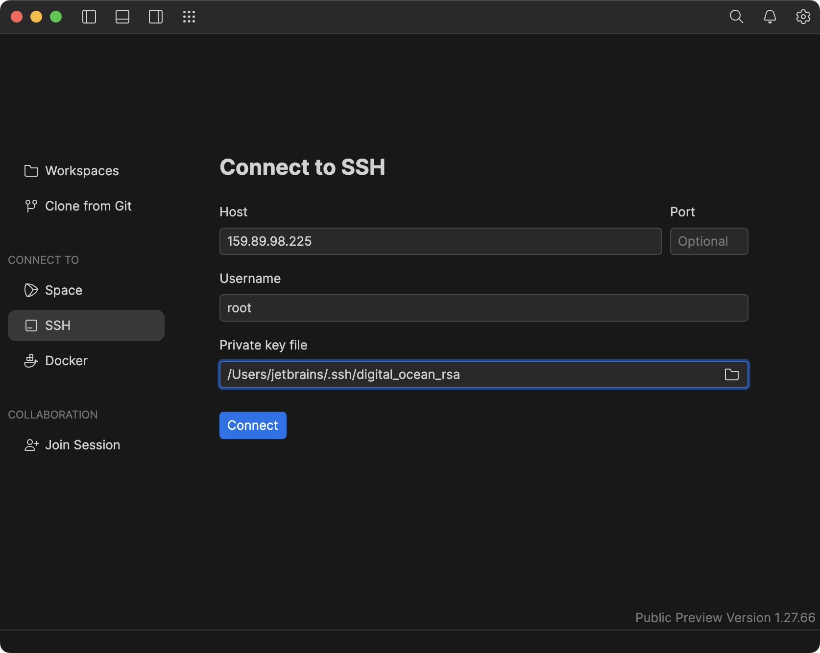 Connect to a workspace | JetBrains Fleet Documentation