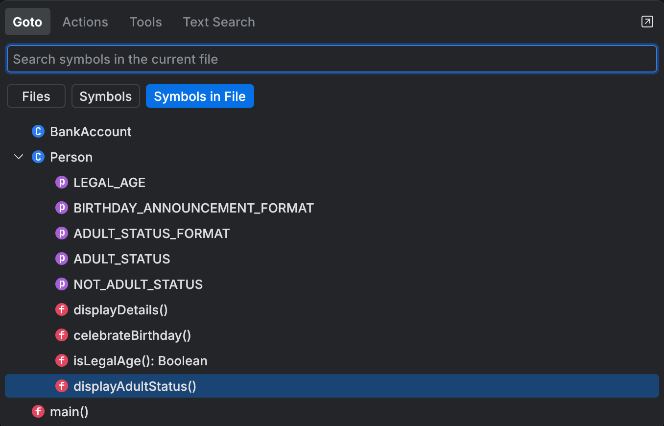 Search and navigate | JetBrains Fleet Documentation