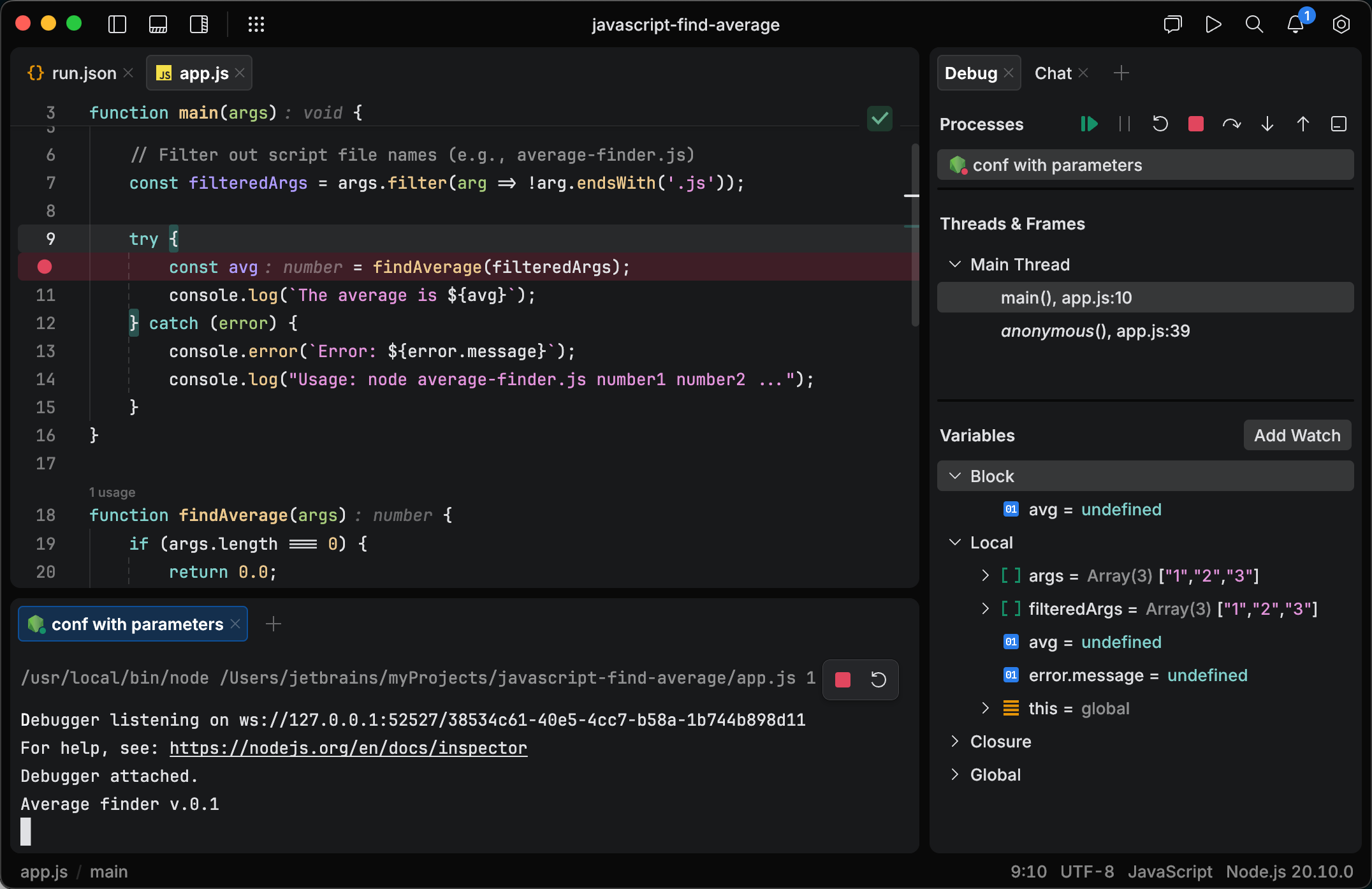 Debug Node.js application | JetBrains Fleet Documentation