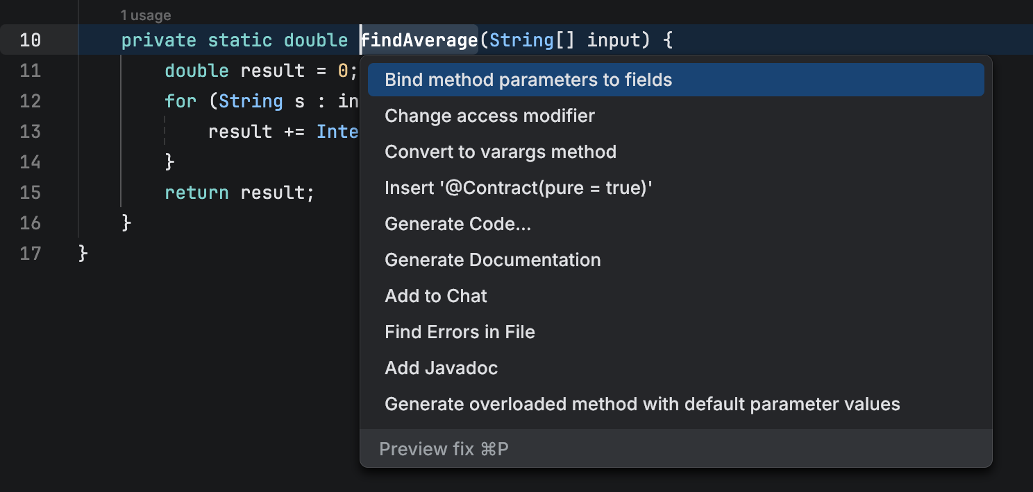 Coding assistance in Java | JetBrains Fleet Documentation