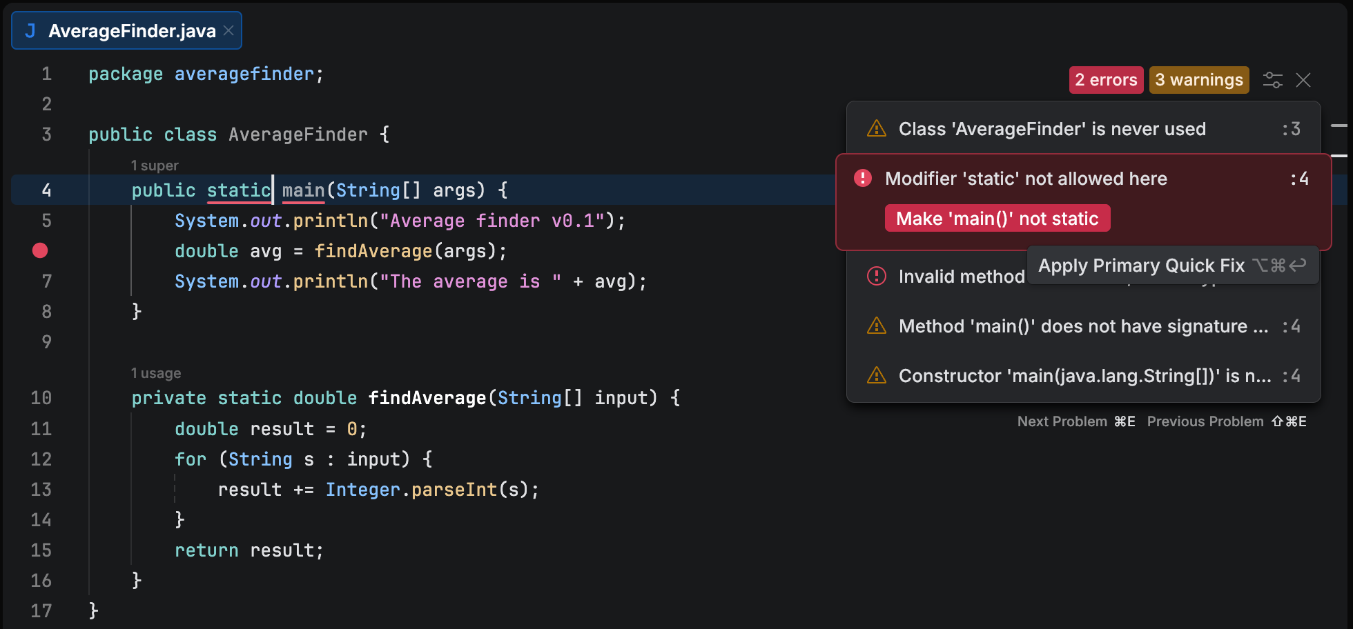 Coding assistance in Java | JetBrains Fleet Documentation