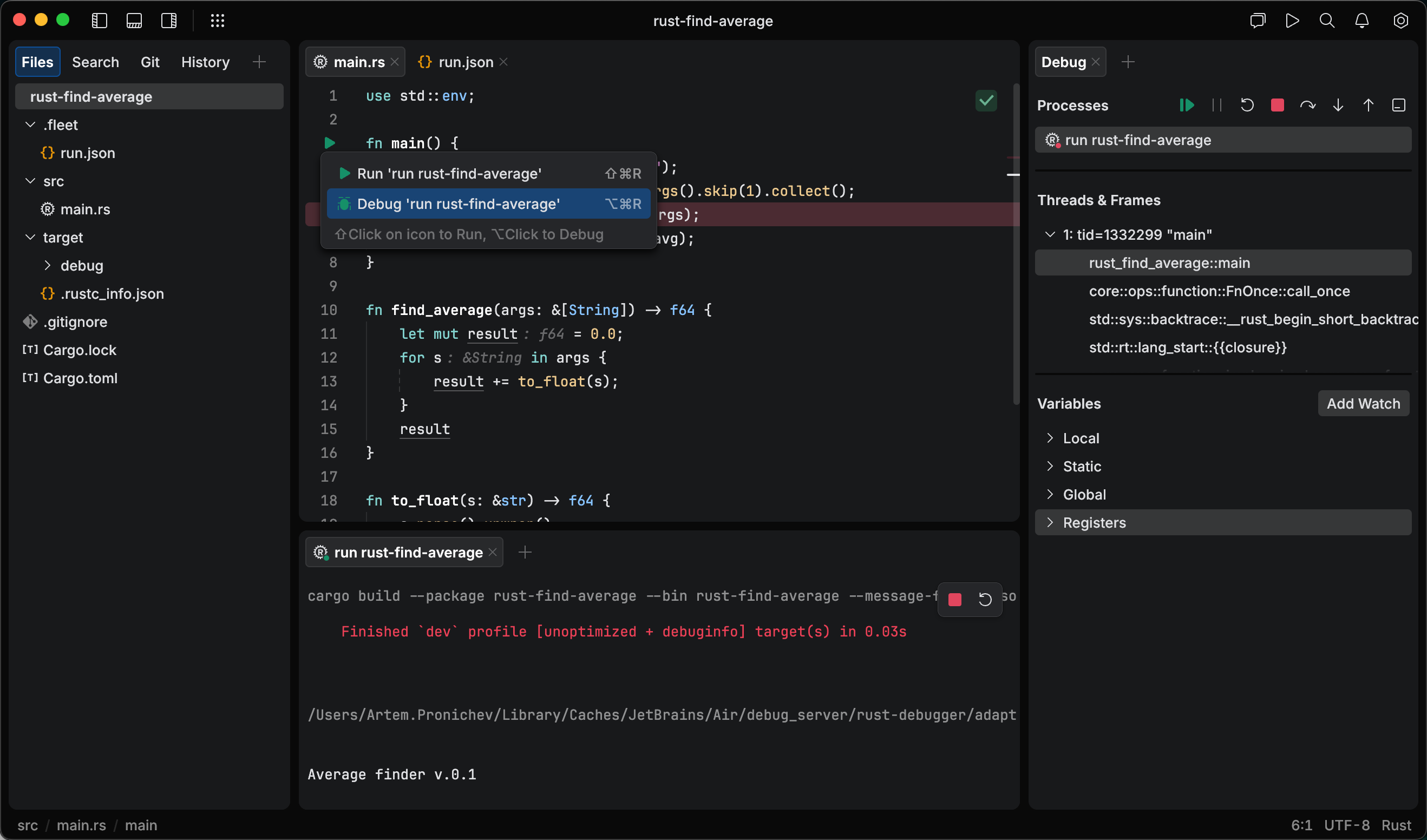 Getting started with Rust | JetBrains Fleet Documentation
