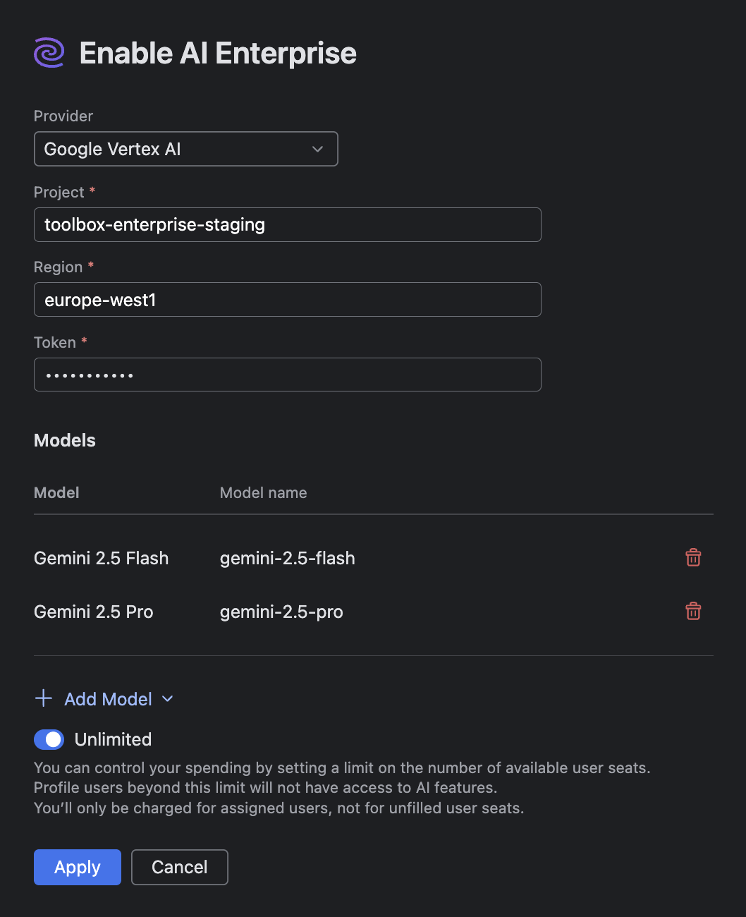 Manage AI Enterprise | IDE Services Cloud Documentation