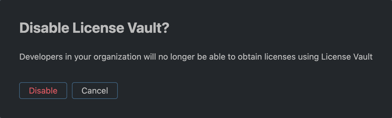 Manage License Vault | IDE Services Cloud Documentation