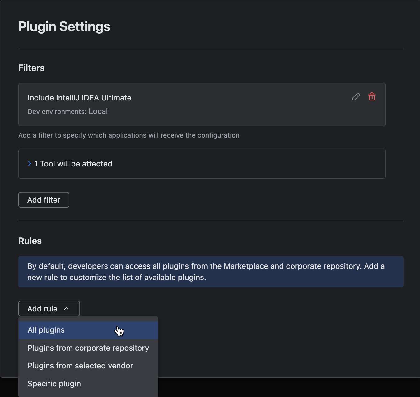 Manage available plugins | IDE Services Cloud Documentation