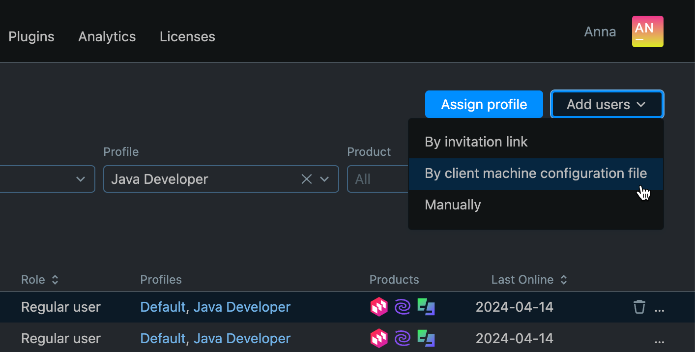 User management | IDE Services Documentation