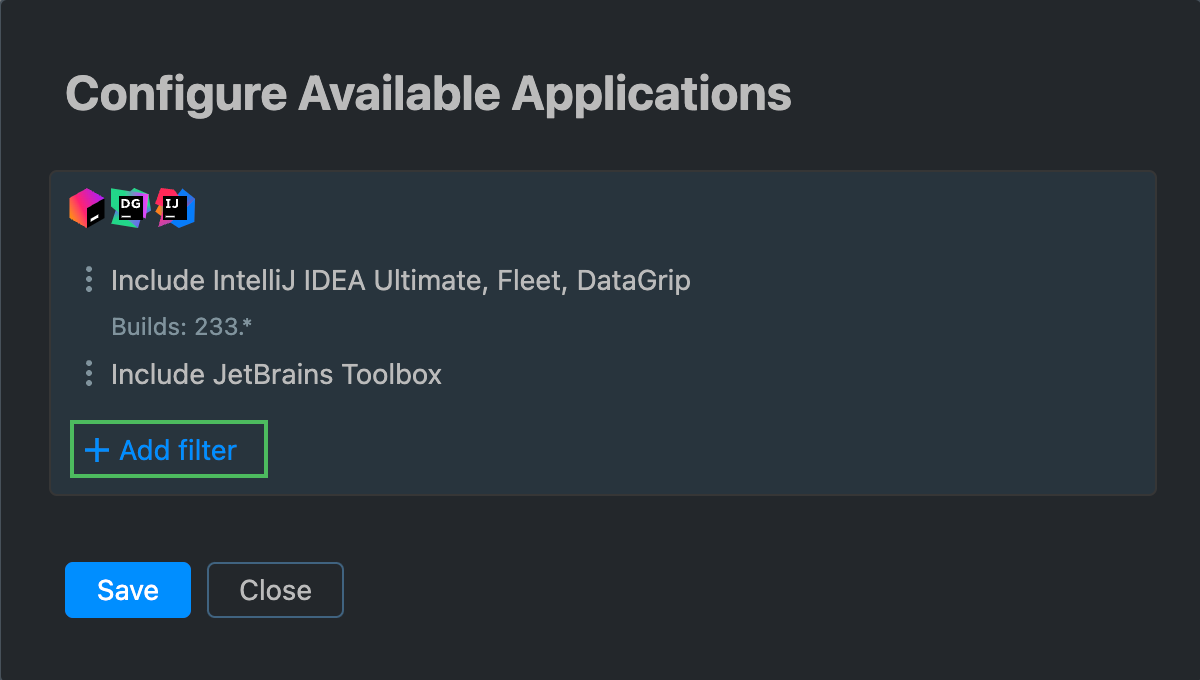 Configure available applications | IDE Services Documentation