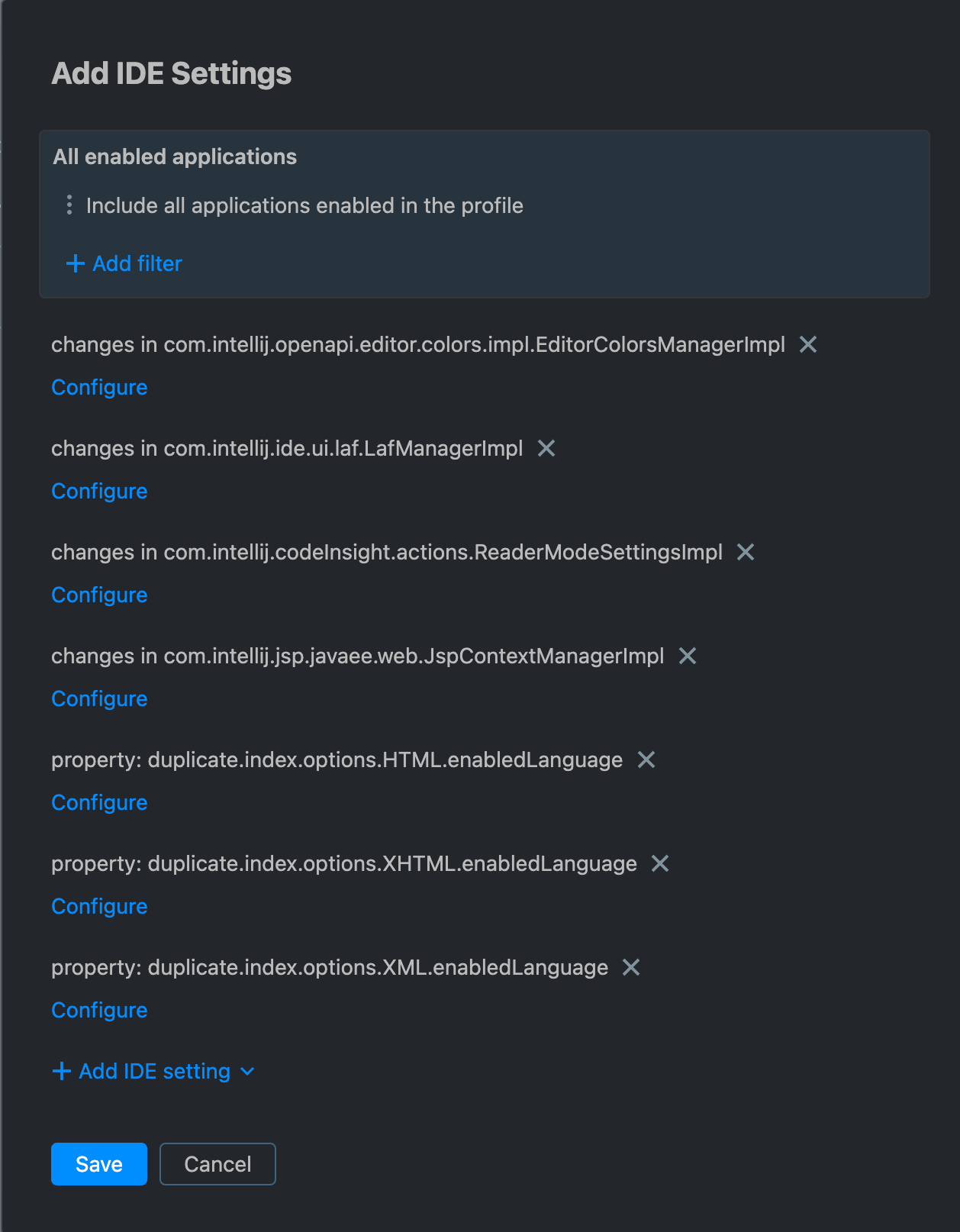 Collect settings from IDEs | IDE Services Documentation