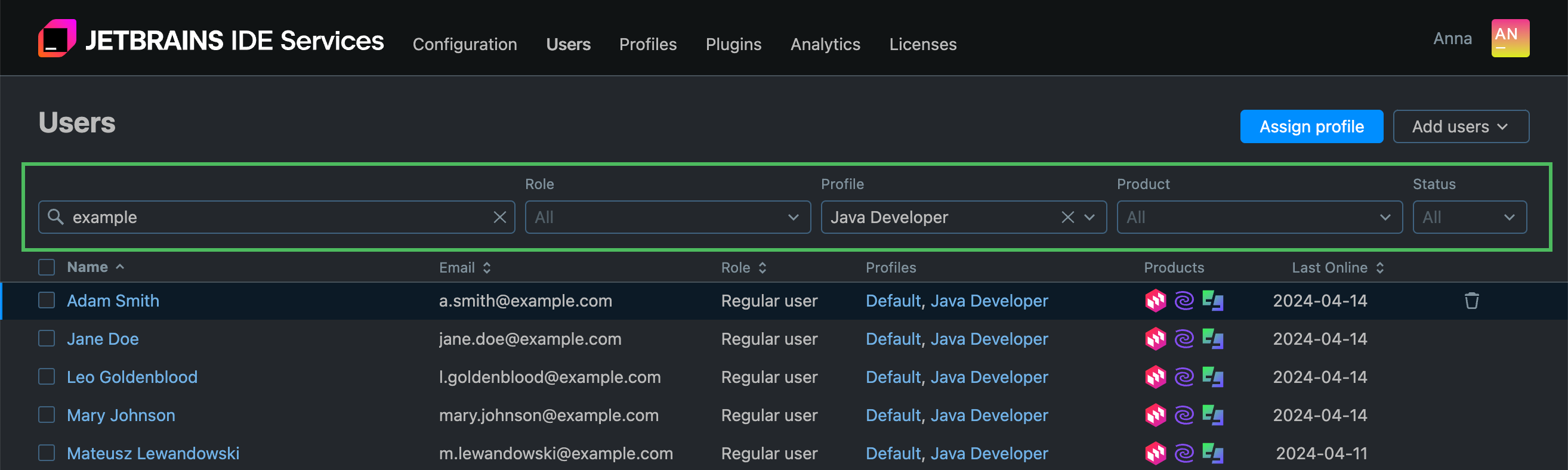 User management | IDE Services Documentation