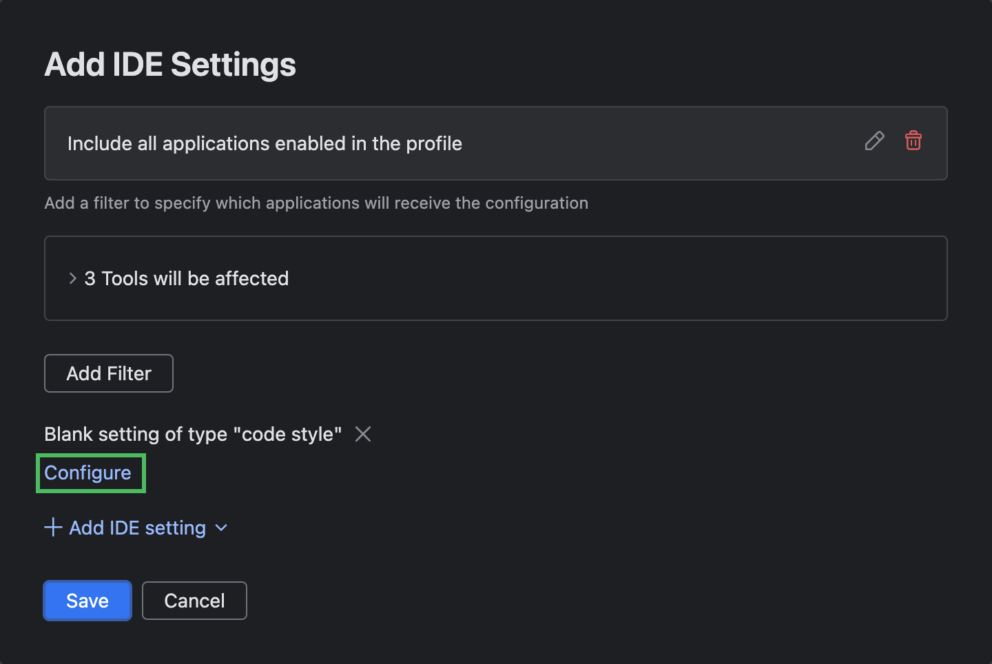 Configure settings and VM options | IDE Services Documentation