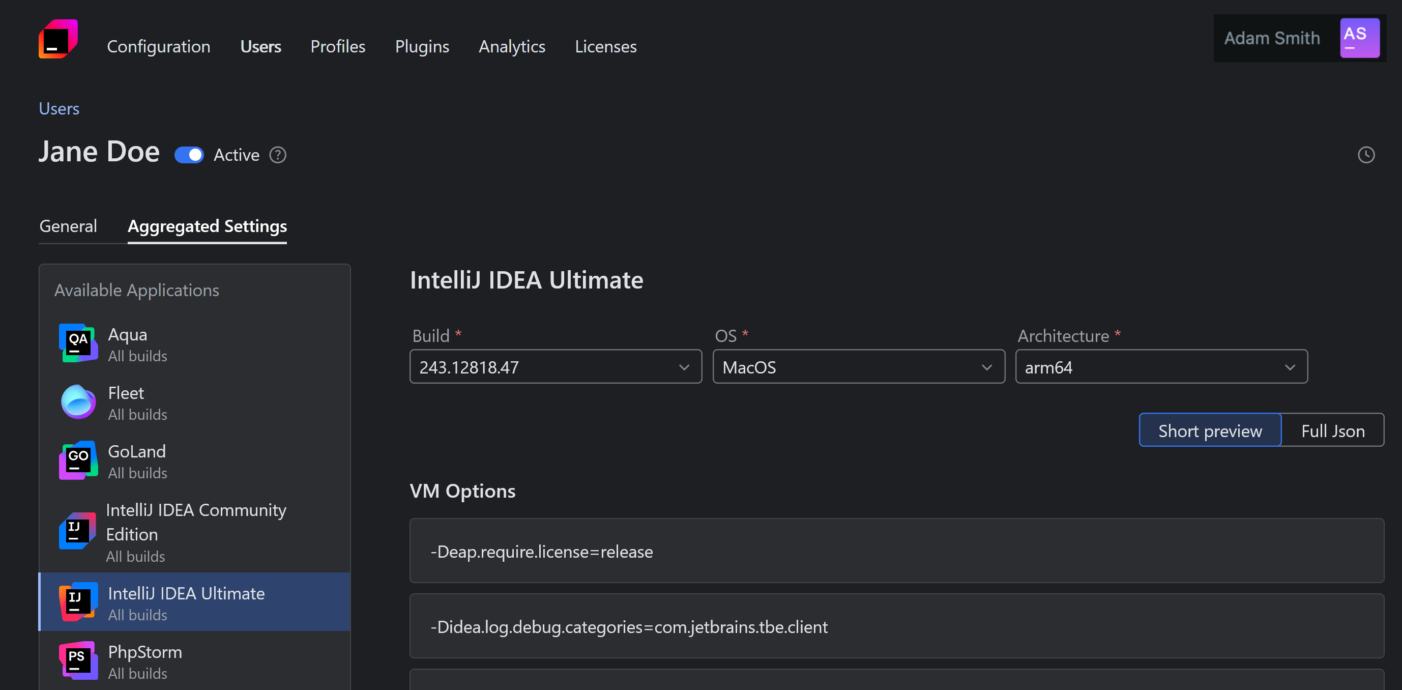 View User Settings | IDE Services Documentation