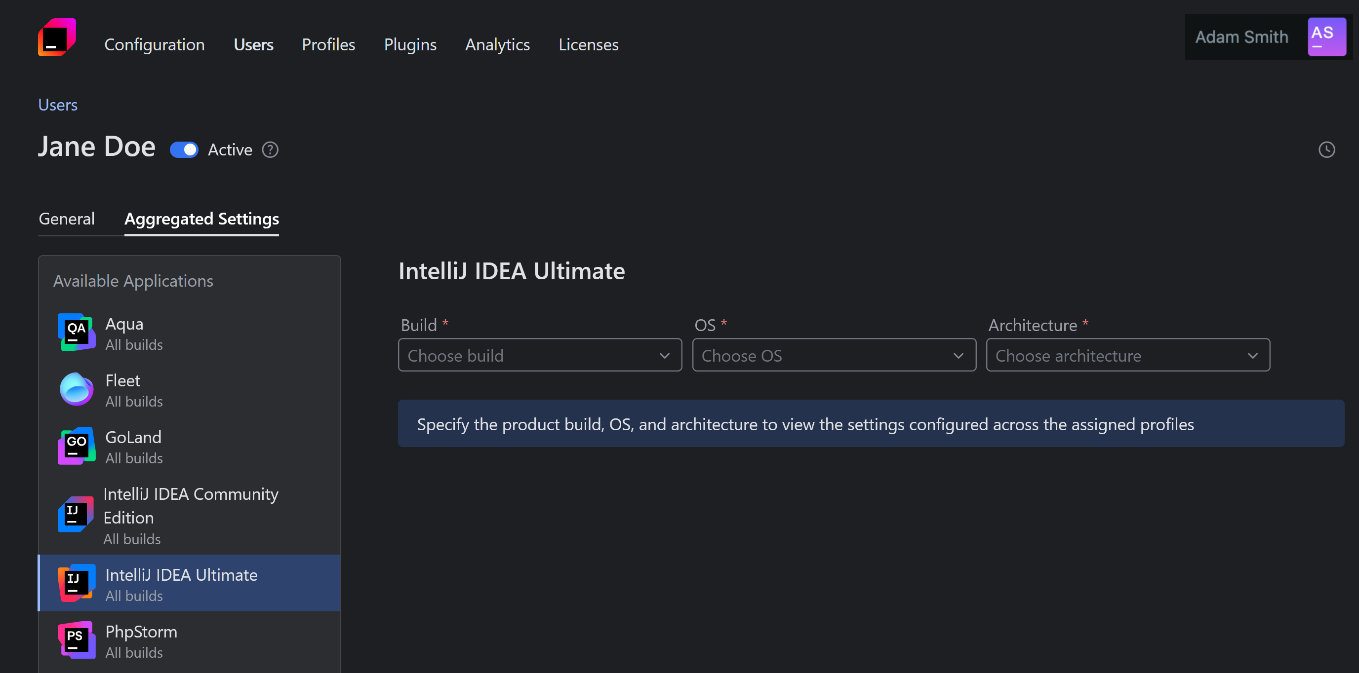 View User Settings | IDE Services Documentation