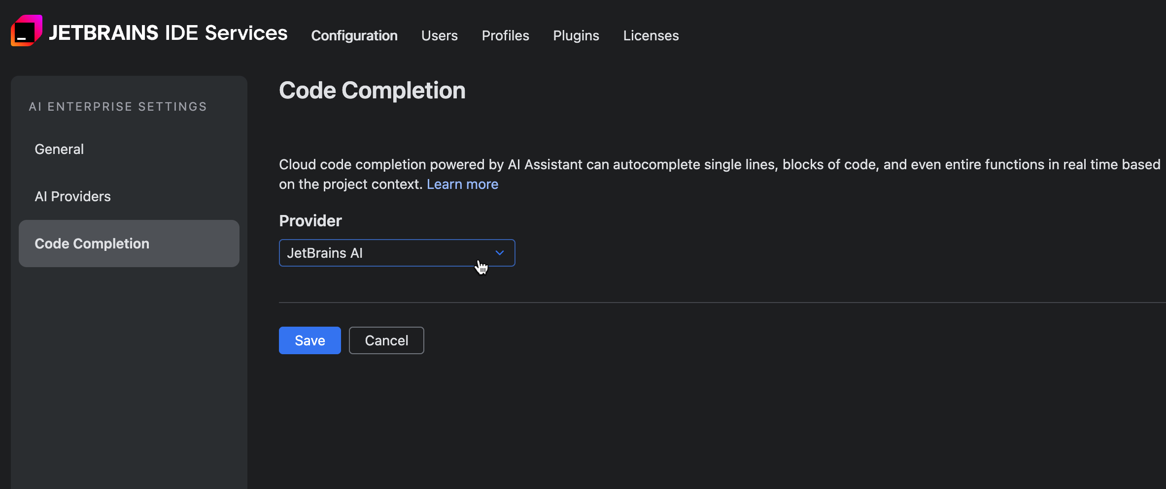 Manage AI Enterprise | IDE Services Documentation