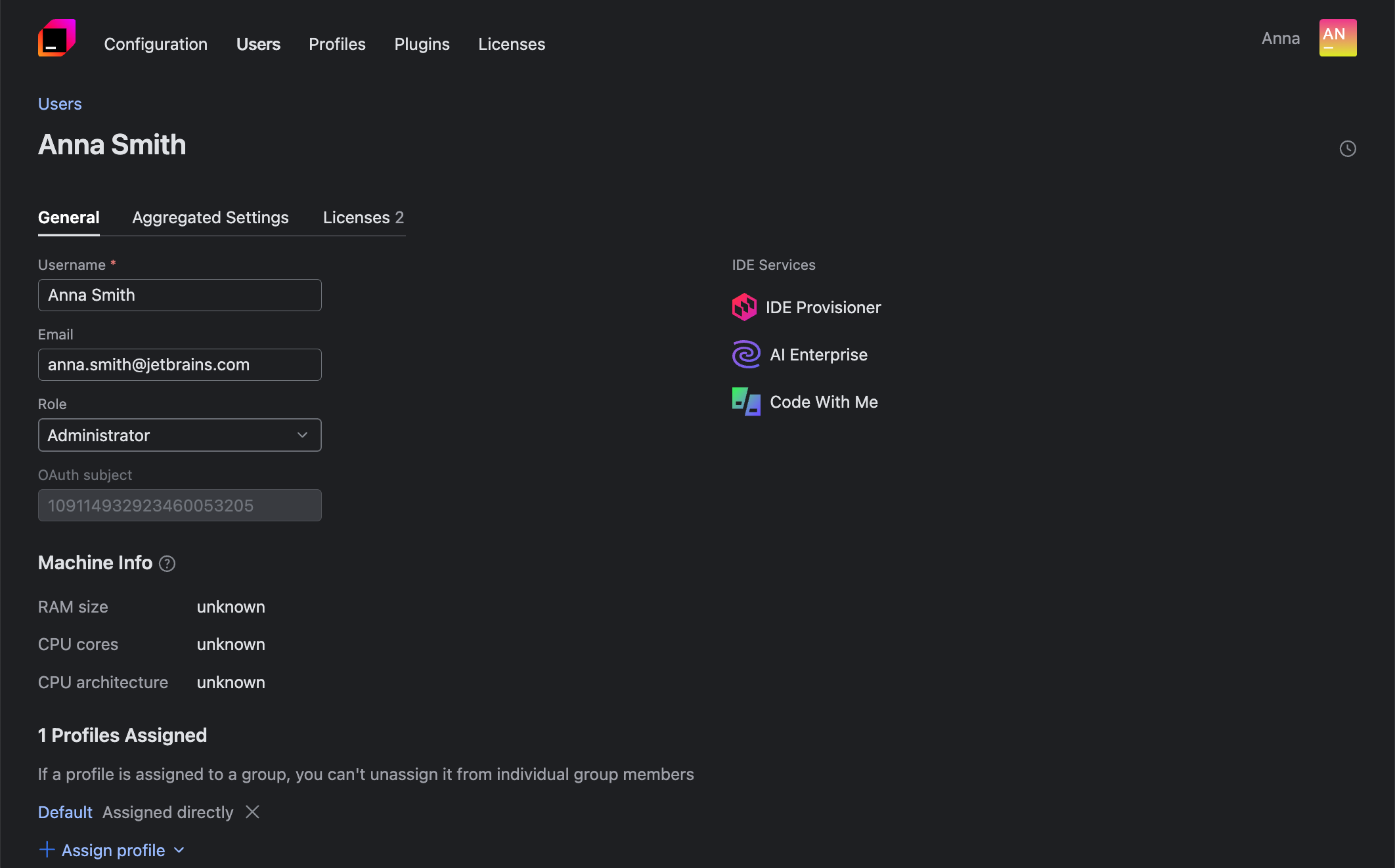 User management | IDE Services Documentation