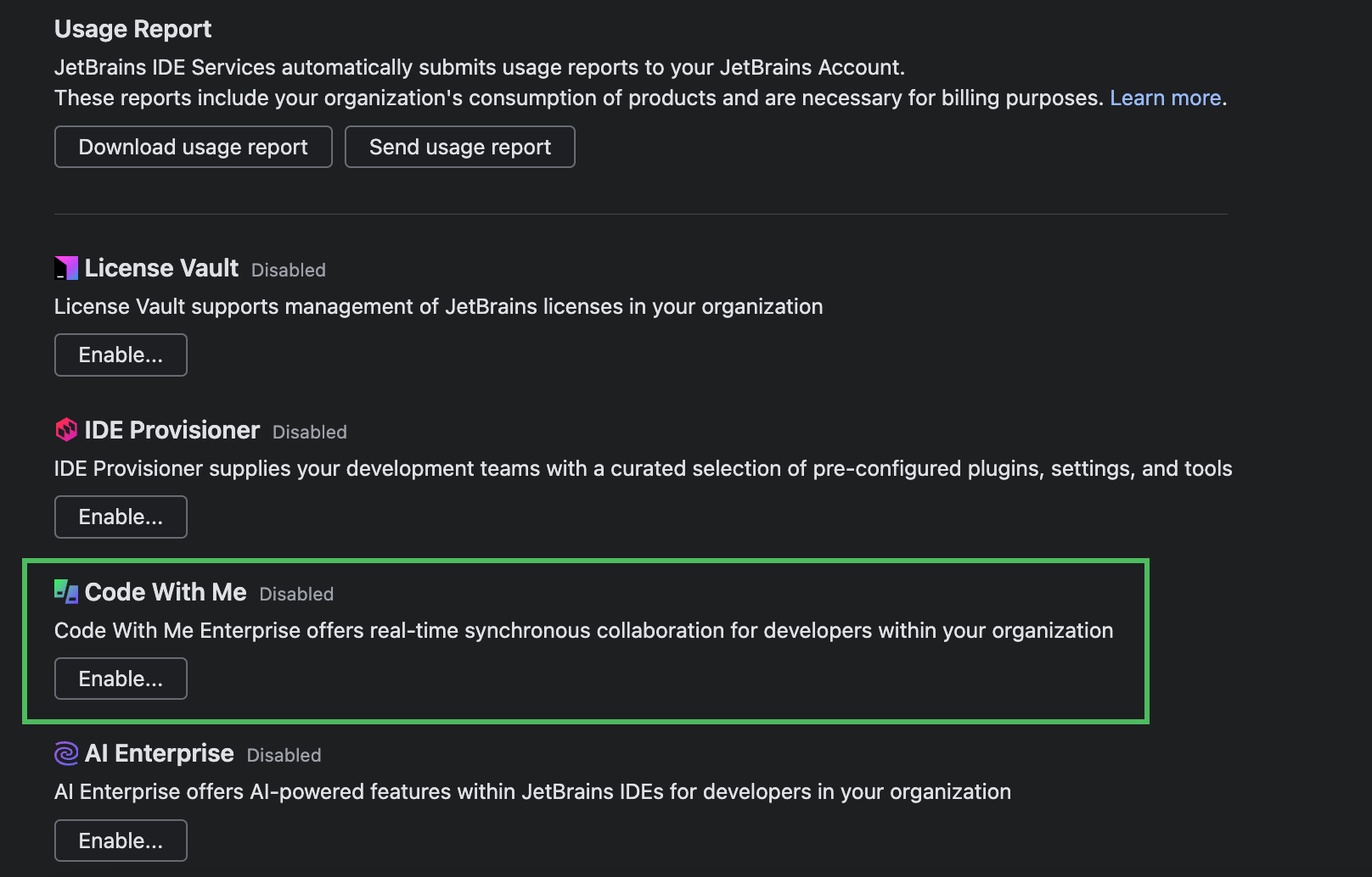 Manage Code With Me Enterprise | IDE Services Documentation