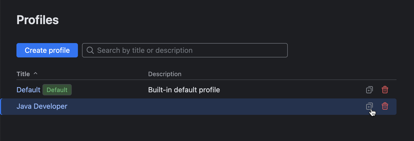 Profiles | IDE Services Documentation