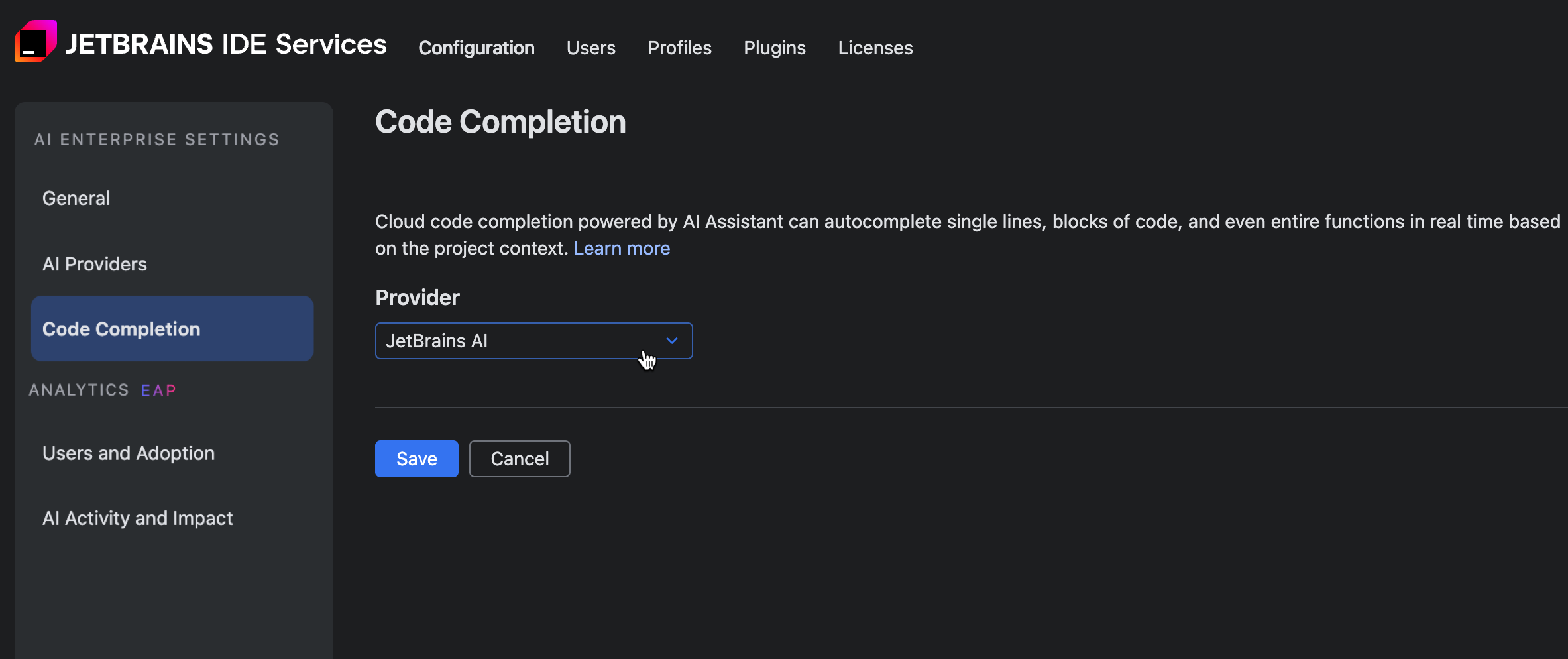 Manage AI Enterprise | IDE Services Documentation