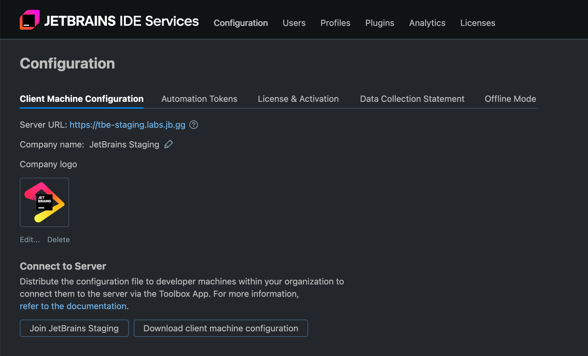 Client machine configuration | IDE Services Documentation