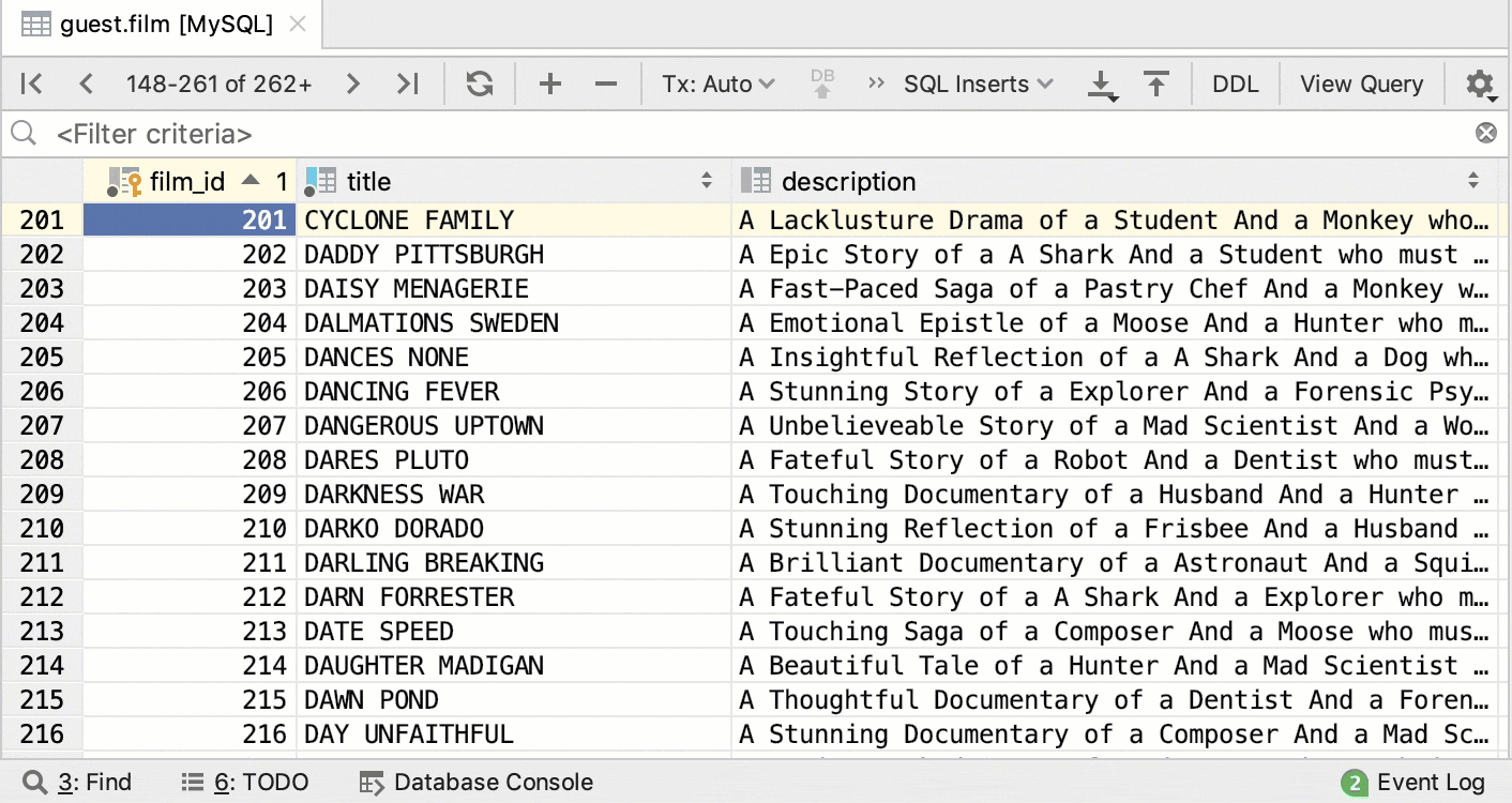 Query results - Help | PyCharm