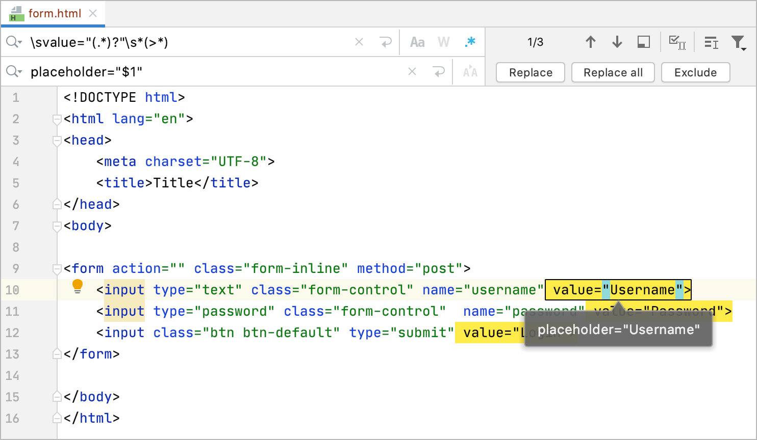 Find And Replace Using Regular Expressions Help AppCode