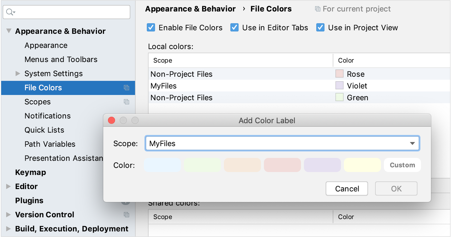 Scopes and File Colors - Help | CLion