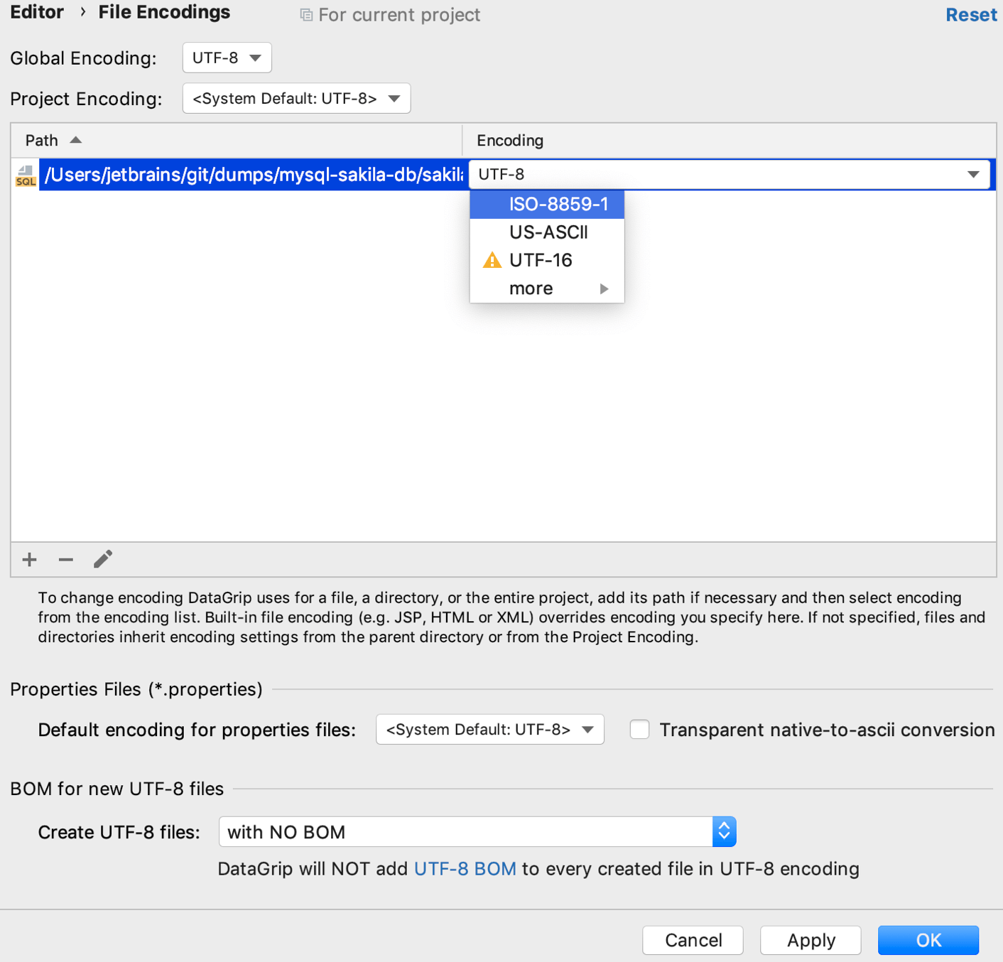File Encoding Help Datagrip 1146