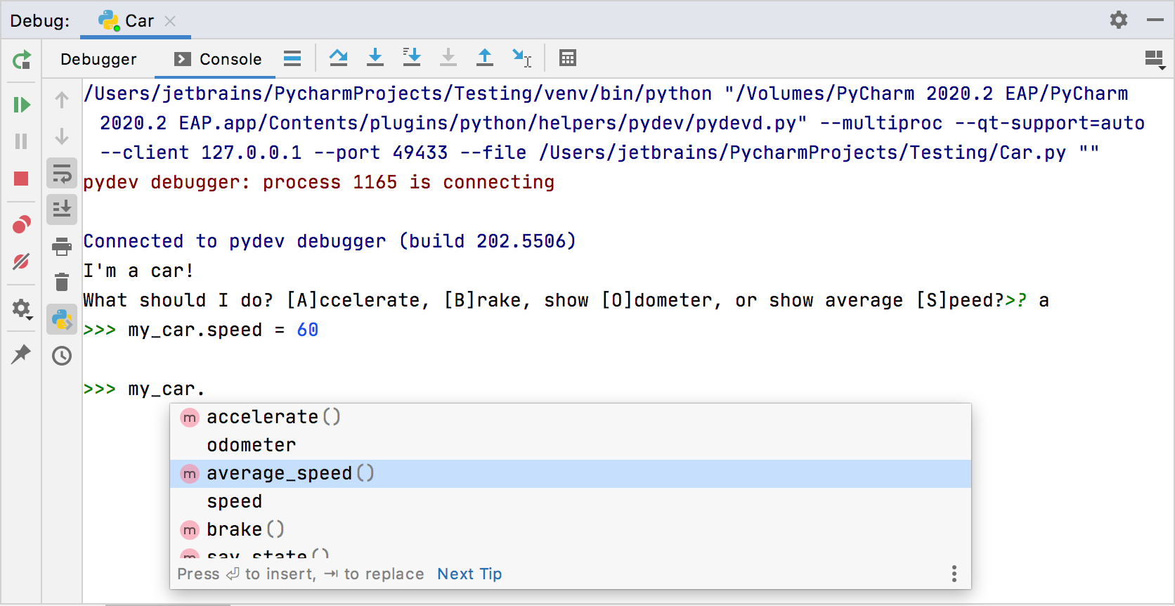 Using Debug Console Help PyCharm