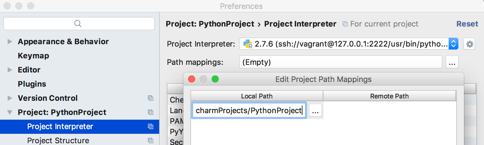 Configure An Interpreter Using Vagrant Help PyCharm