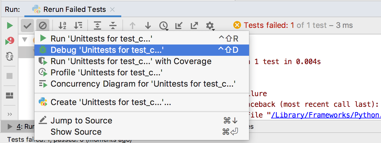 Rerun tests - Help | PyCharm