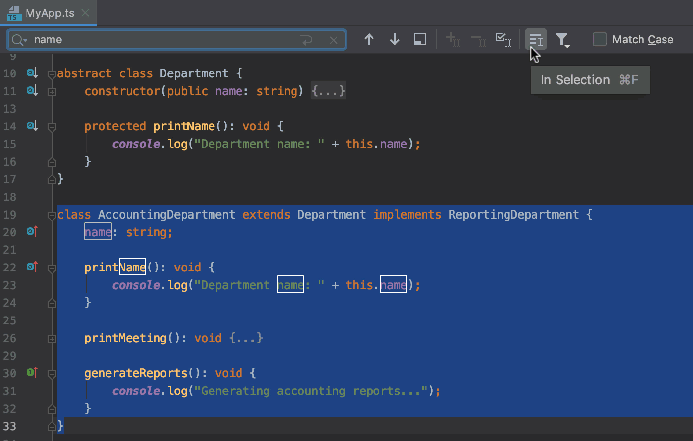 Search for a target within a file - Help | WebStorm