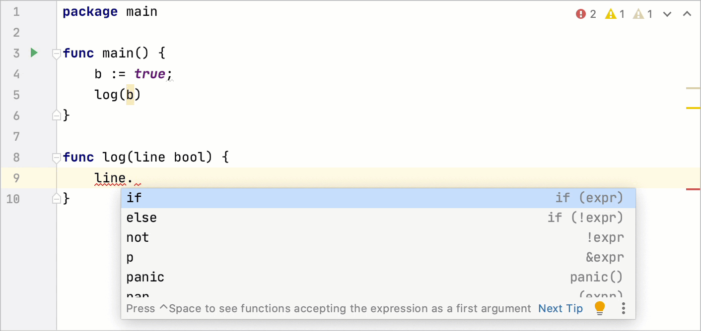 Code completion—GoLand