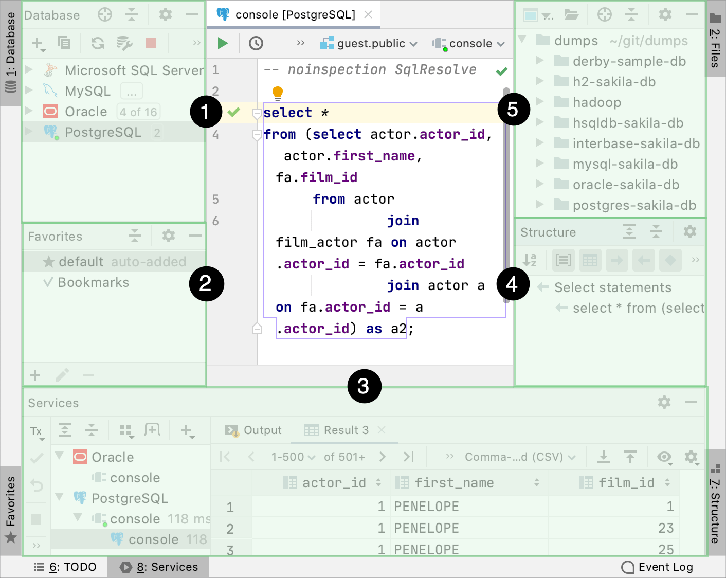 Tool Windows Datagrip
