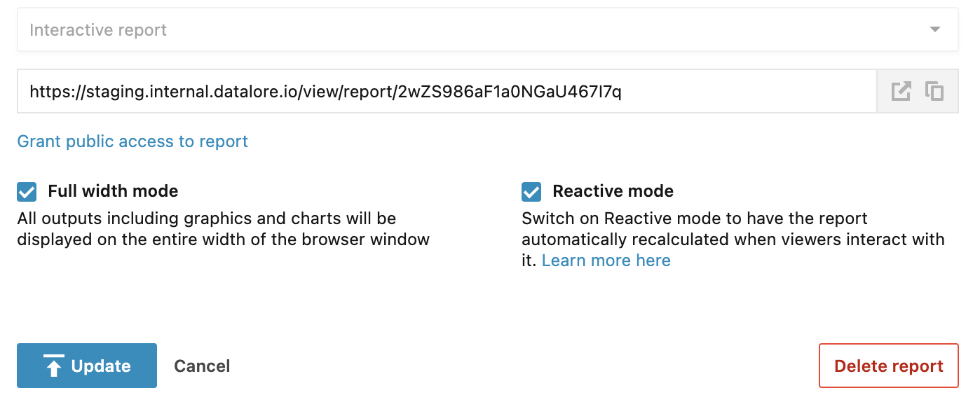 Interactive reports | Datalore