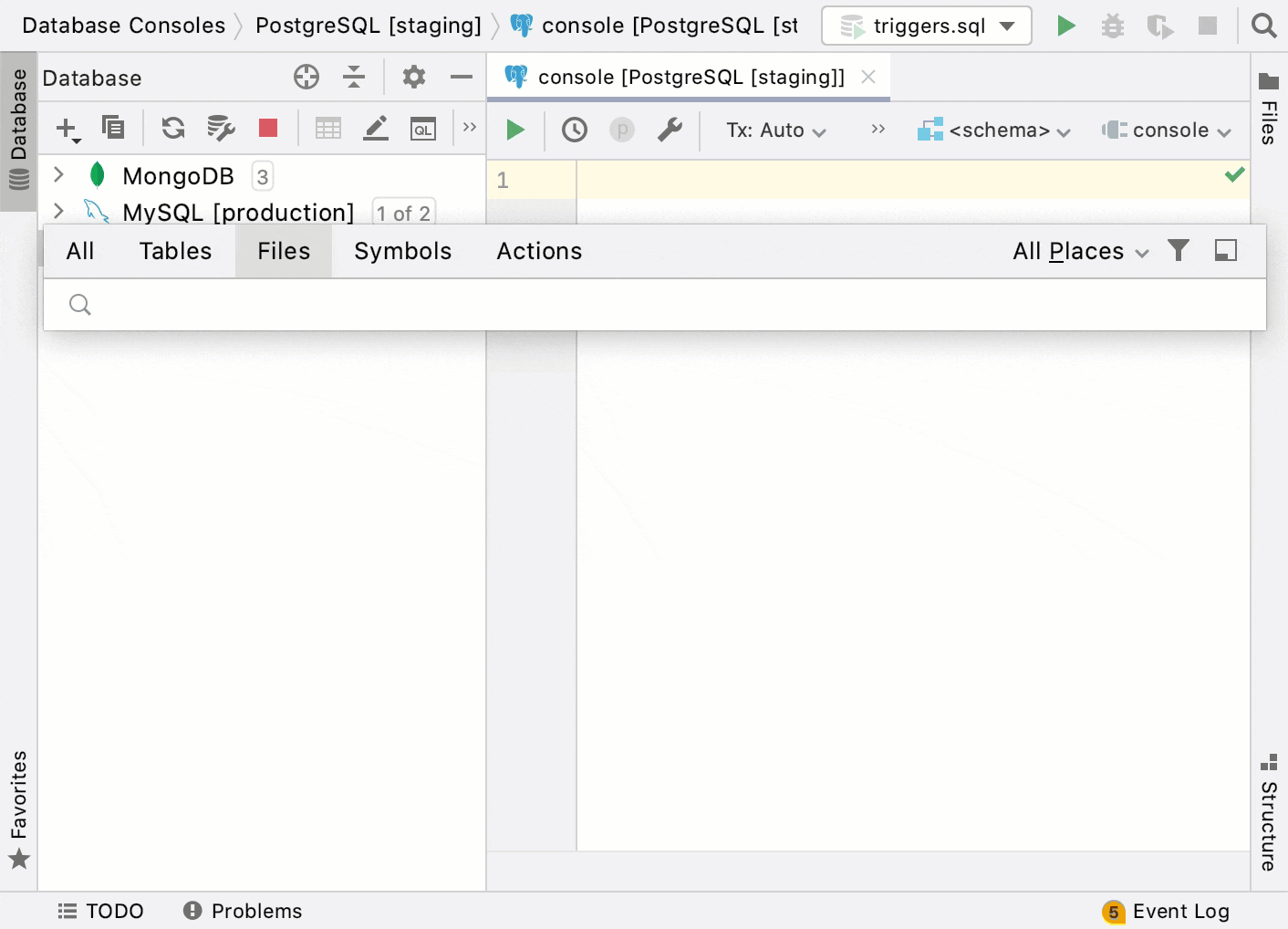 Database code | DataGrip