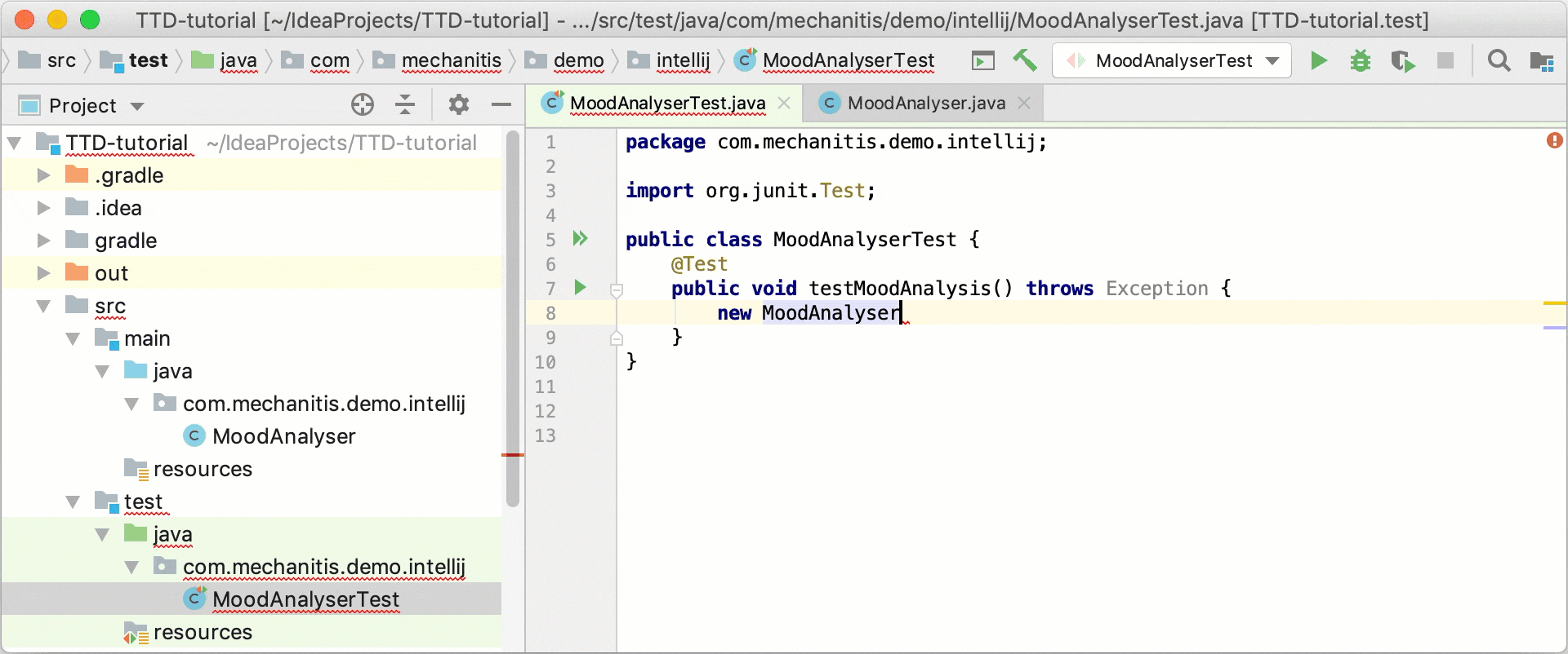 Tutorial: test driven development | IntelliJ IDEA