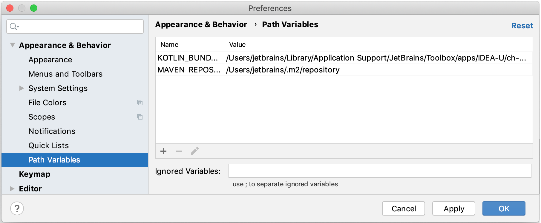 Path Variables IntelliJ IDEA