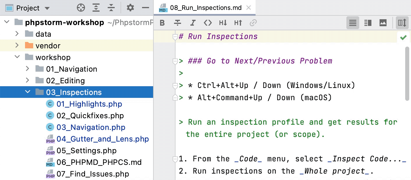 Editor basics | PhpStorm