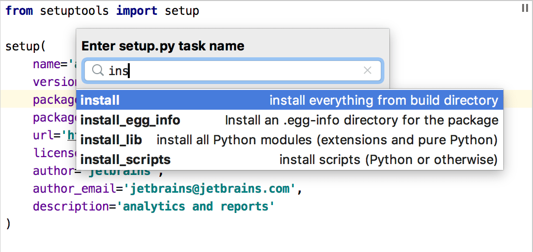 Setup py PyCharm
