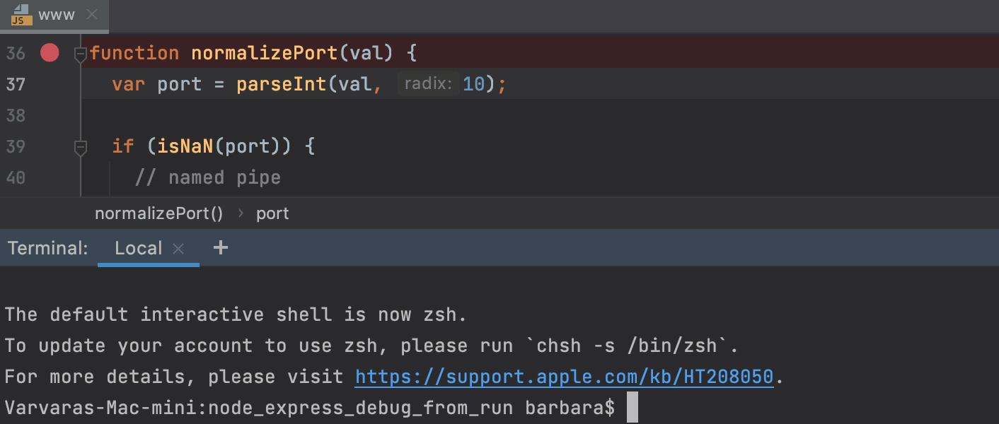 Running and debugging Node.js | WebStorm